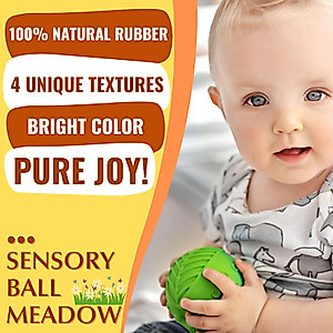 caaocho Pure Natural Rubber Sensory Ball Meadow 3" - Sealed Hole, BPA Free Baby Ball Toy, for Sensory Play, for Sensory Development, Hole Free Baby Toy, Perfect Bouncer, Without Hole
