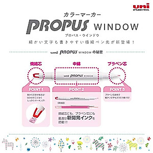 uni Propus Window Basic Color, 5 Colors Set (Pus-103T 5C)