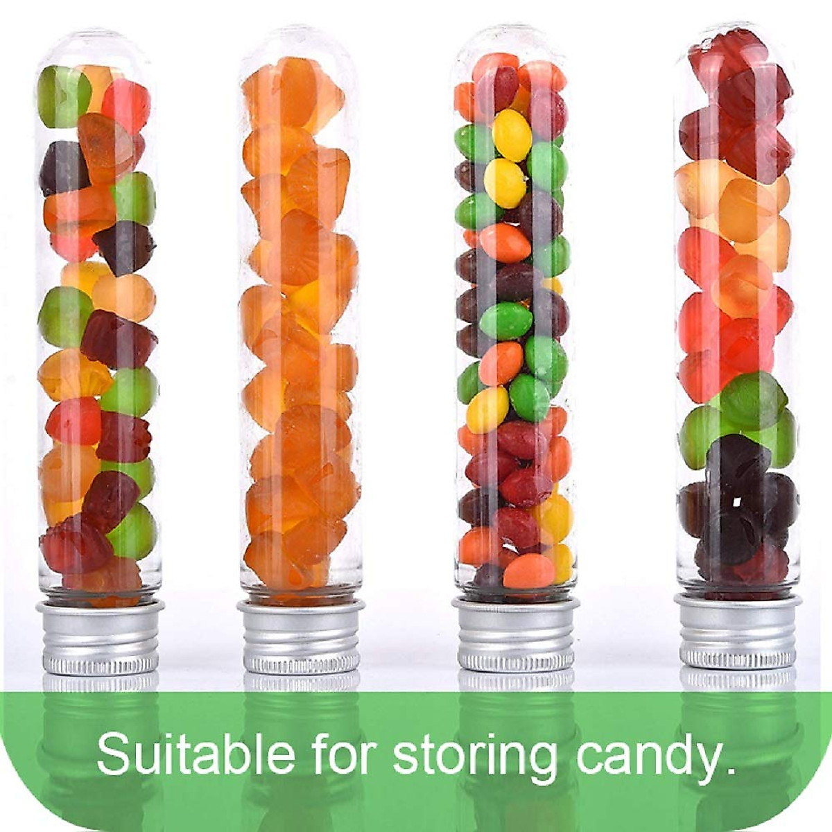 Test Tubes, YGDZ 25pcs Clear Plastic Test Tubes with Caps, 25x140mm(40ml), Large Tubes for Birthday Goodie Bags, Bath Salt, Halloween Party Decoration, Candy Storage Containers