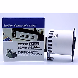 IDIK Compatible Brother DK-22113 Durable Film Tape - Wide - Black Print on Clear - 2.4" x 50'(62mm x 15.24M) 1 Roll per Box, DK-2113