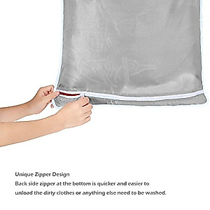 CYGQ Large Capacity Hanging Laundry Hamper Bag, Canvas Organizer Hanging Clothes Basket with Door Hooks & Strong Suction Cups for Bathroom (Grey)