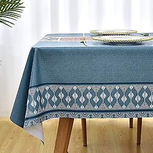 Zobesta Blue Vinyl Tablecloths Square Tablecloth Waterproof, Plastic-PVC Table Cloth Waterproof Table Cover Heavy Duty Vinyl Tablecloth for Kitchen Dinning Party (55 x 55 Inch, 4 Seats, Blue)