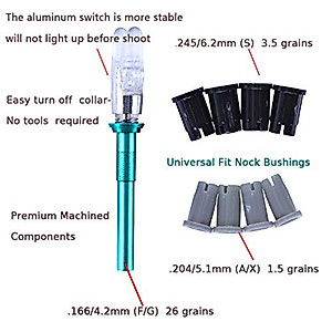 DEEPOWER Universal Fit Nock Automatically LED Lighted Nock fits G, X, and S Series Arrows with 4.2mm/.165 Inside Diameter, Including 0.204, 0.244 LED Archery Nock (Green)