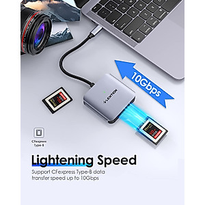 LENTION USB 3.2 Gen 2 10Gbps CFexpress Tyep B Card Readers, Portable Aluminum Memory Card Adapter, Support for Thunderbolt 3/4 Port, for Professional Filmmakers, Photographers(C9CR)