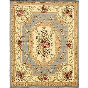 Unique Loom Versailles Collection Traditional Classic Floral Motif Area Rug (8' 0 x 10' 0 Rectangular, Slate Blue/ Ivory)