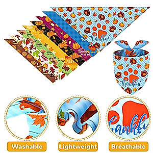 8 Pieces Thanksgiving Dog Bandanas Fall Pumpkin Pet Scarf Triangle Scarf Pet Adjustable Washable Dog Bib for Thanksgiving Pet Costume Supply (Vivid Pattern)