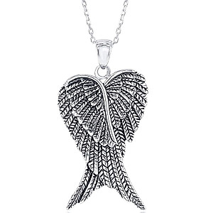 Sterling Silver Angel Wing Necklace For Women - Heart Angel Necklace - Angel Wings Necklace for Women - Guardian Angel Necklace Sterling Silver - Ivf Gifts For Women - Angel Jewelry for Women
