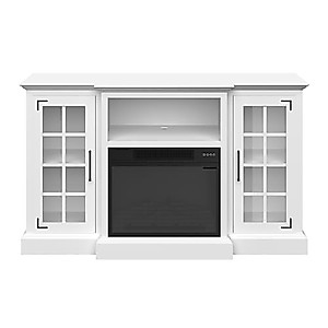 TV Stand with Electric Fireplace Fits TVs up to 65-Inches - Media Console with Storage Cabinet, Adjustable Heat, and LED Flames by Northwest (White)