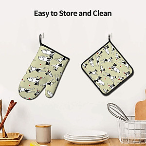 Best Jack Russell Terrier Oven Mitts and Pot Holders Sets Heat Waterproof Oven Gloves for Kitchen Baking Camping Grilling