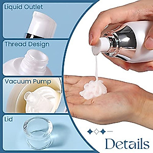EOPER Airless Pump Jars 100ML, 3 Pieces Empty Refillable Cosmetic Air Pump Jars Bottles Airless Lotion Cream Sample Containers Makeup Vials Accessories Leak-Proof DIY Travel, Pearly White