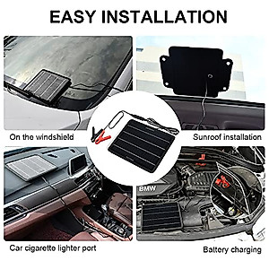 ECO-WORTHY 10W Solar Car Battery Charger Maintainer 12V Waterproof Solar Panel Portable Solar Trickle Charger for Car Truck Boat Lawn Mower RV Trailer Tractor ATV Utility Vehicle Battery