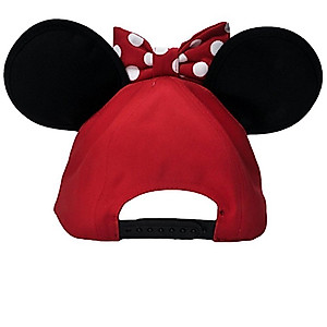 Disney Women's Minnie Mouse Bow Ears Baseball Hat (Red)