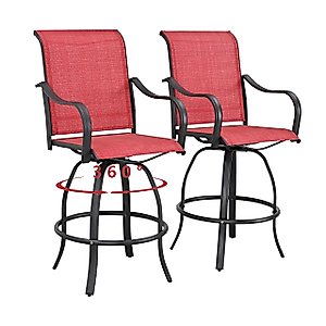 PatioFestival Patio Swivel Bar Stools Outdoor High Bistro Stools Height Chairs All Weather Garden Furniture Bar Dining Chair,Set of 2