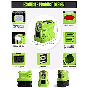 Alian for Ryobi Power Inverter,for Ryobi 150 Watt Powered Inverter Generator,Portable Power Source for Ryobi 18 Volt Lithium Battery,for Ryobi USB Charger Adapter,Convert 18V to110V 120V