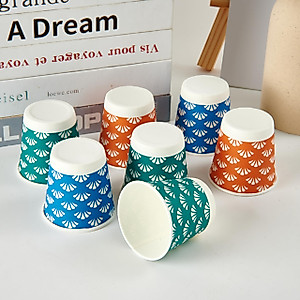 JollyPack 300 Pack 3 oz Paper Cups, Disposable Bathroom Cups, Small Mouthwash Cups, Rinse Cups, Orange Blue and Green Mini Cups for Candy and Biscuits, Perfect for Bathroom, Party, Picnic, Travel