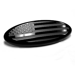 eVerHITCH 7 inch American Black Flag Emblem for Ford, 7" x 2 3/4" Oval Decal Badge Nameplate for F150 F250 F350 99 00 01 02 03 04 (7", Black)