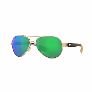 Costa Del Mar Unisex Sunglasses Rose Gold Frame, Green Mirror Lenses, 56MM
