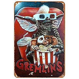 Gremlins Poster Horror Movie Decor Retro Metal Tins Vintage Tin Signs Man Cave Sign for Bar Pub Home Cafes Wall Decor 8x12 Inch