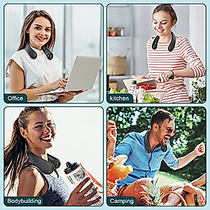 Neck Fan, 6000mAh Portable Fan Personal Fan Hands Free Bladeless Neck Fan 3 Speeds Adjustment 360° Cooling USB Wearable Fan Rechargable Hanging Neck Fan for Women, Men, Office, Travel, Outdoor