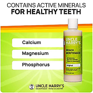 Uncle Harry's Natural Alkalizing Miracle Mouthwash | Adult & Kids Mouthwash for Bad Breath | pH Balanced Oral Care Mouth Wash & Mouth Rinse (8 fl oz)