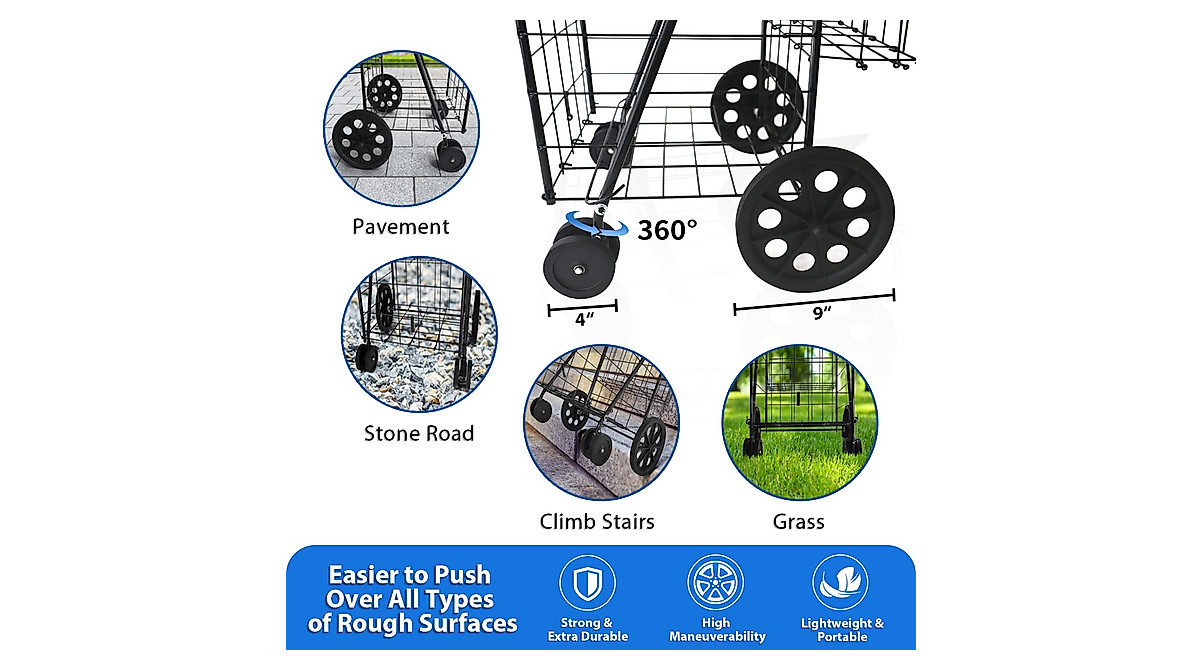 Lifetime Home Heavy Duty Utility Cart with Swivel Wheels & Waterproof Liner