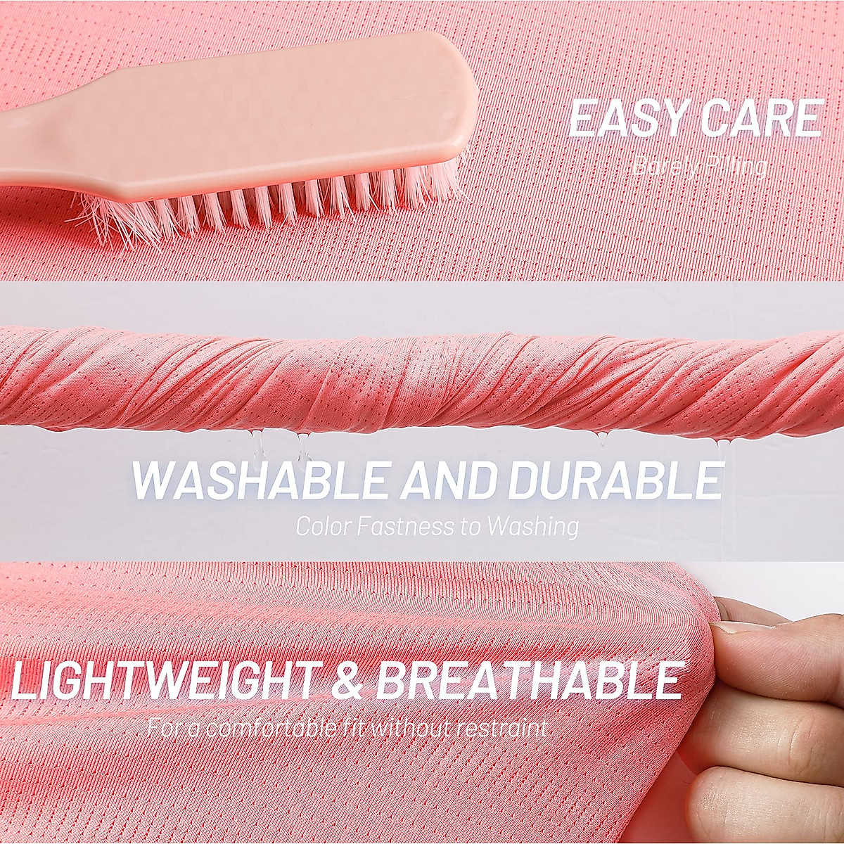 MIER Women's Collarless Golf Polo Shirt - UV Protection, Lightweight & Quick Dry - Pink, M