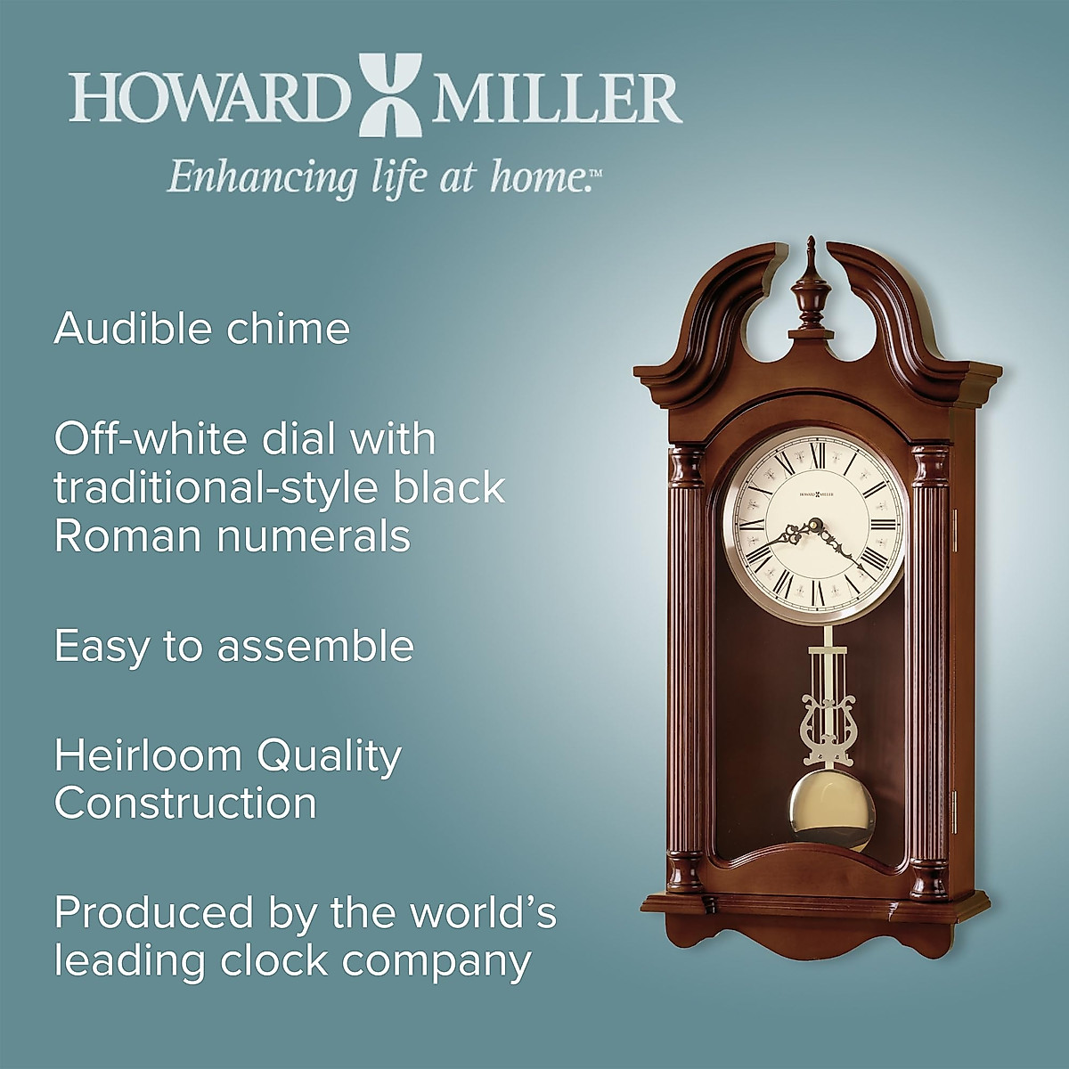 Howard Miller Everett Wall Clock | Elegant Windsor Cherry Chime