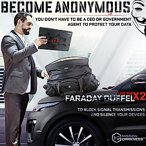 Mission Darkness X2 Faraday Duffel Bag + Detachable MOLLE Faraday Pouch (Gen 2) // Military-Grade RF Shielding for Large Electronics & Mobile Devices // Digital Forensics Signal Isolation Data Privacy