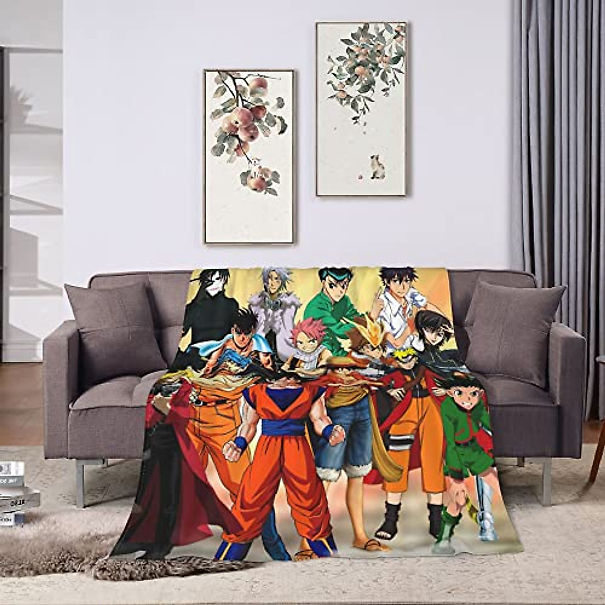 Nrovkug Anime Characters Super Soft Flannel Throw Blanket Lightweight Blankets Towel Blanket for Couch Sofa 50"x40"