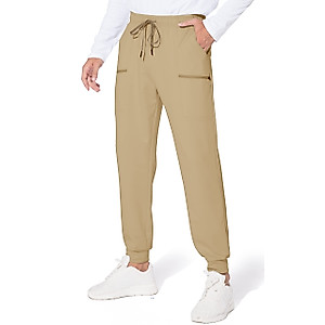 M MAROAUT Mens Joggers with Pockets Cargo Sweatpants for Men Elastic Waist Pants Track Athletic Running Gym Workout Pants Casual Khaki L