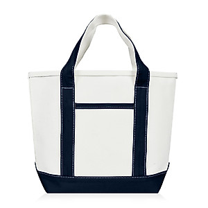 DALIX 14" Mini Small Cotton Canvas Party Favor Wedding Gift Tote Bag in Navy Blue