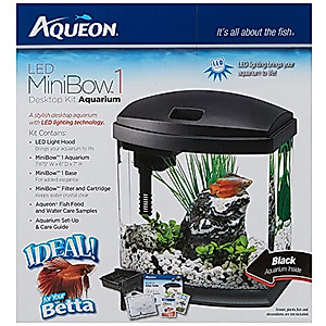Aqueon Products 015905178020 LED Minibow Aquarium Kit, 1 Gallon, Black