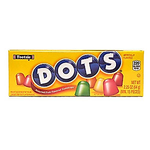 DOTS Individually Wrapped Candy - Original Gummy Candy Flavors - Cherry, Lime, Orange, Lemon & Strawberry - Gluten Free, Kosher & Peanut Free Gumdrops - Bulk 24ct, 2.2oz Dots Candy Boxes