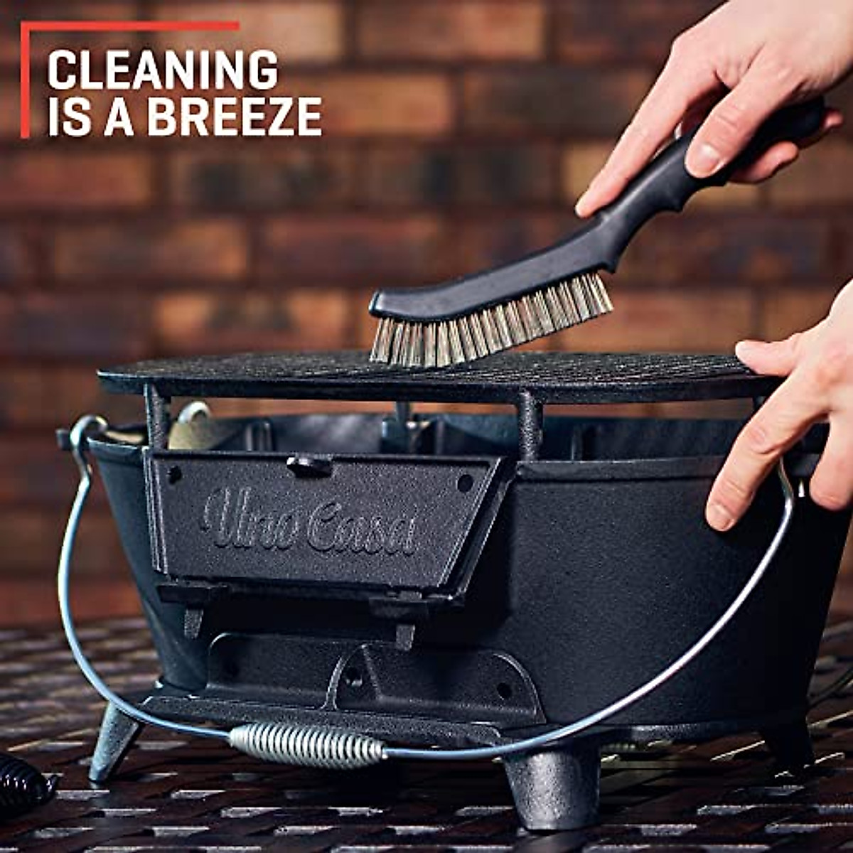 Uno Casa Hibachi Grill - Pre-Seasoned Small Charcoal Grill, Portable Charcoal Grill for Camping, Outdoors Table Top Grill Charcoal, Japanese Hibachi Grill - Waterproof Cover Included