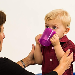 TalkTools Recessed Lid Cup with Handles - Leak Proof | Promotes Oral Motor Skills, Lip Closure, and Self Feeding | Alternative to Sippy Bottle | Food Grade Materials | Dishwasher Safe (Purple)