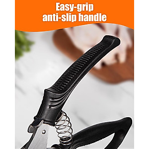 Brigii Kitchen Shears, Stainless Steel Heavy Duty Poultry Shears, Multi-Purpose Kitchen Scissors for Cutting Chicken, Fish, Seafood, and Vegetables, Spring Loaded-Black