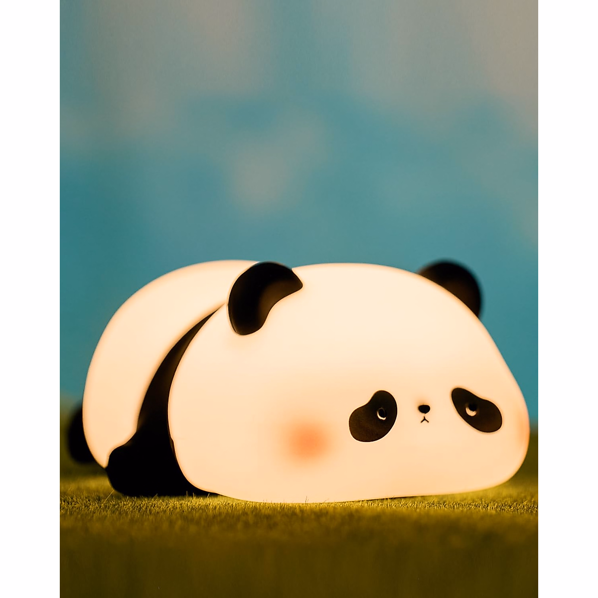ATSUI Cute Panda Night Light, LED Squishy Novelty Animal Night Lamp, Food Grade Silicone 3 Level Dimmable Nursery Nightlight for Desk Decor, Funny Gifts Stuff for Boys Girls Baby, White Elephant Gifts