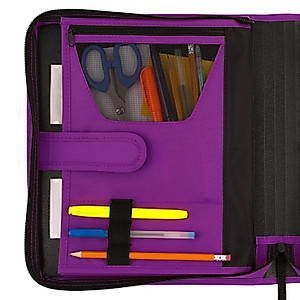 Five Star Zipper Binder, 1-1/2 Inch 3-Ring Binder for School, 3 Pocket Expanding File, 500 Sheet Capacity, Purple (72532)