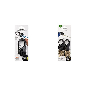 Nite Ize CamJam XT Aluminum Rope Tightener & NCJ-25-2R3 CamJam Tie Down Rope Tightener with Carabiner Clip, 2-Pack with Cord, Black, 2 Count