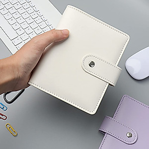 Purple A7 PU Budget Binder, 6 Ring Leather Binder Cover Money Organizer Loose Leaf Refillable Memo Folder Personal Notebook Binder Planner with Snap Closure for Budgeting