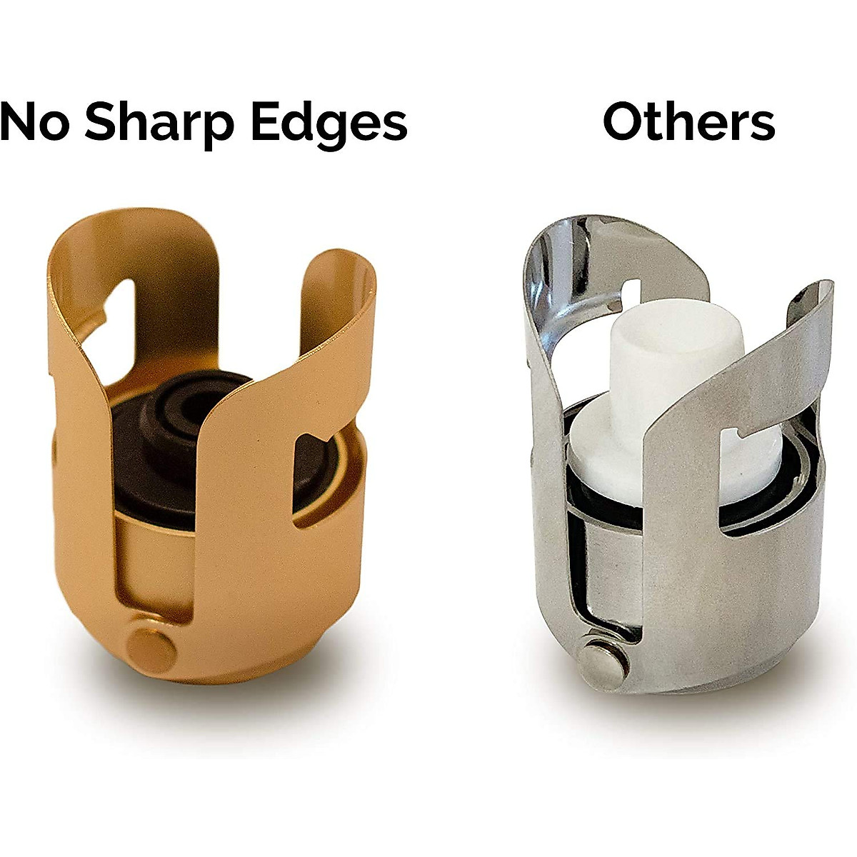 Gold Champagne Stopper, Designed in France, Bottle Sealer for Cava, Prosecco, Sparkling Wine, Fizz Saver, Passed 13 lbs Pressure Test (3, Gold)