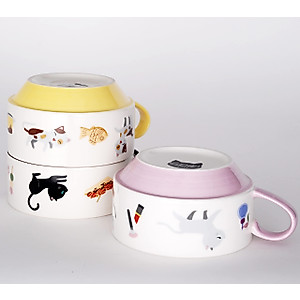 Fuji Merchandise Genki Cats Stackebale Coffee Cups With Handle 11 fl oz Kitten Neko Design (Runa)
