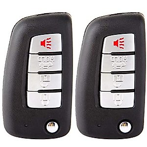 ZENITHIKE 2pcs Keyless Entry for Smart Proximity Remote Key Fob Uncut Ignition Keyless 4 buttons with Key Blade 04-09 for Nissan ALTIMA MAXIMA 350Z ARMADA for Infiniti EX35 FX35 FX45 KBRASTU15