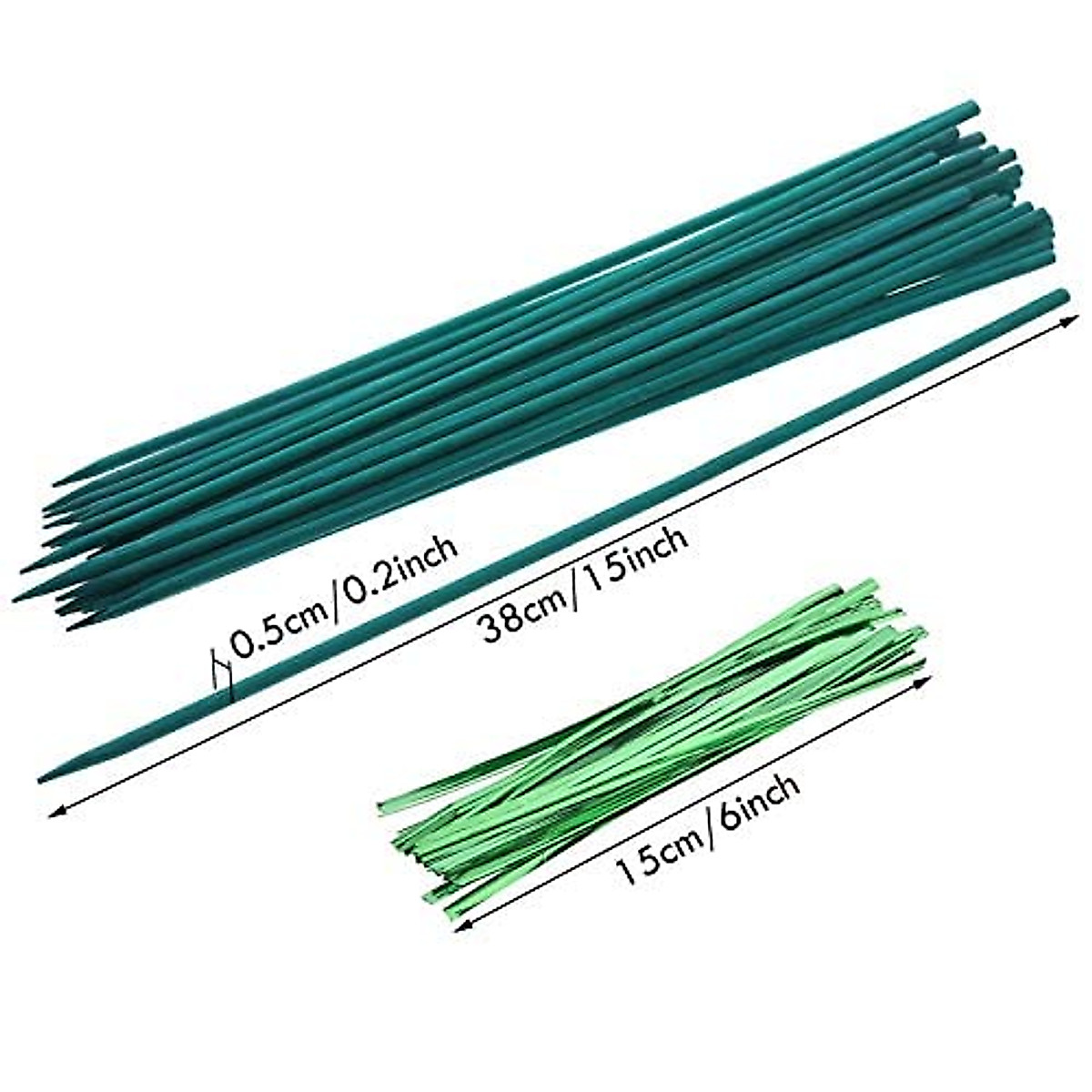 Jetec 40 Pieces Orchid Clips Plastic Garden Plant Clips with 20 Pieces Plant Support Stakes, 20 Pieces Metallic Twist Ties for Supporting Stems Vines Stalks Grow Upright (38 cm)