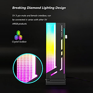 S-YUWEN RGB GPU Holder Coolmoon CM-GH2 Colorful Graphics Card 5V 3 Pin Vertical Support Video Bracket Frame ARGB Sync Jack, Sag Holder/Holster, White, 2.44x1.38x6.89in