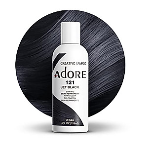 Adore Semi Permanent Hair Color - Vegan and Cruelty-Free Hair Dye - 4 Fl Oz - 121 Jet Black (Pack of 1)