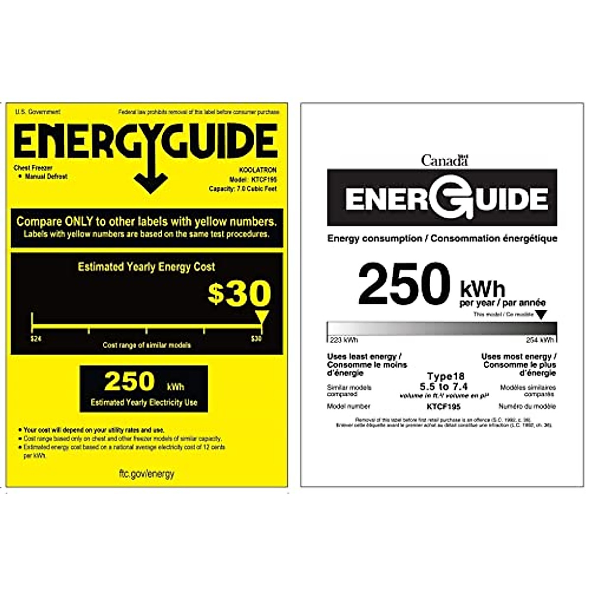 Koolatron Large Chest Freezer, 7.0 cu ft (195L), White, Manual Defrost Deep Freeze, Storage Basket, Space-Saving Flat Back, Stay-Open Lid, Front-Access Drain, for Basement, Laundry Room, Cottage
