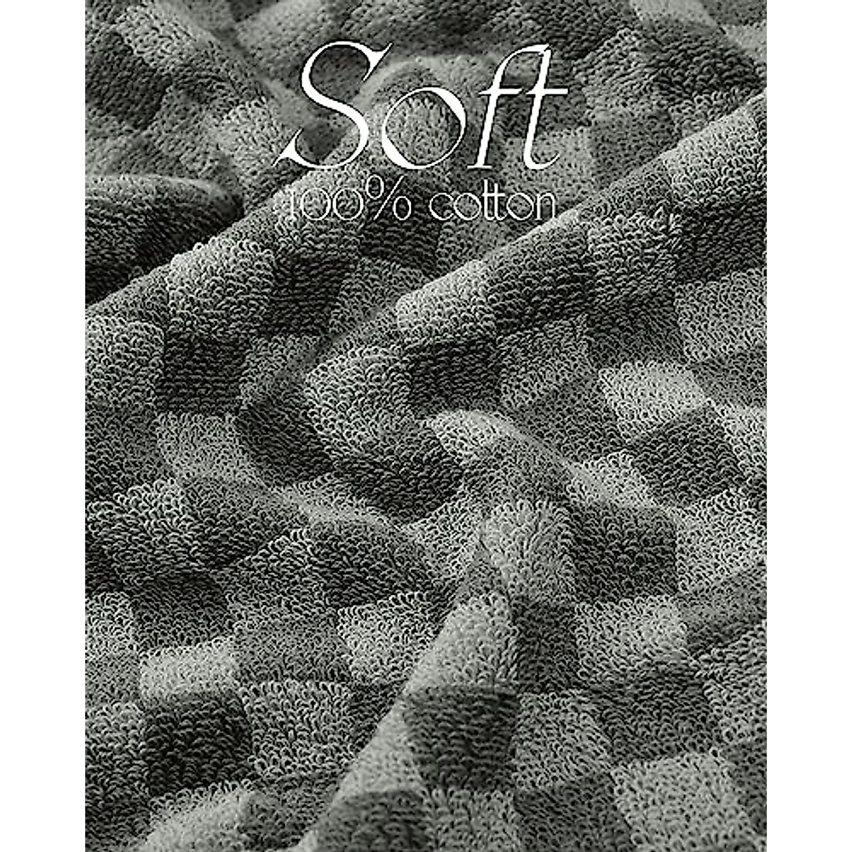 Jacquotha Grey Hand Towels for Bathroom Checkered, 4 Pack Super Soft Quick Drying Cute Hand Towel Set for Men Women Kids