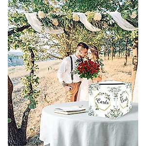 Greenery Card Box Floral Money Card Box Gift Card Holder Box Card Box Holder for Wedding Reception Baby Shower Birthday Party Supplies