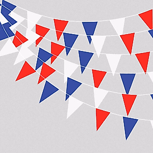 ZSNICE 80 Meters 262 Feet Fabric Red White and Blue Buntings Pennant Banner Garden Triangle Flags Party Decorations Festive Garlands for July 4th Independence Day Birthday Wedding Outdoor and Indoor